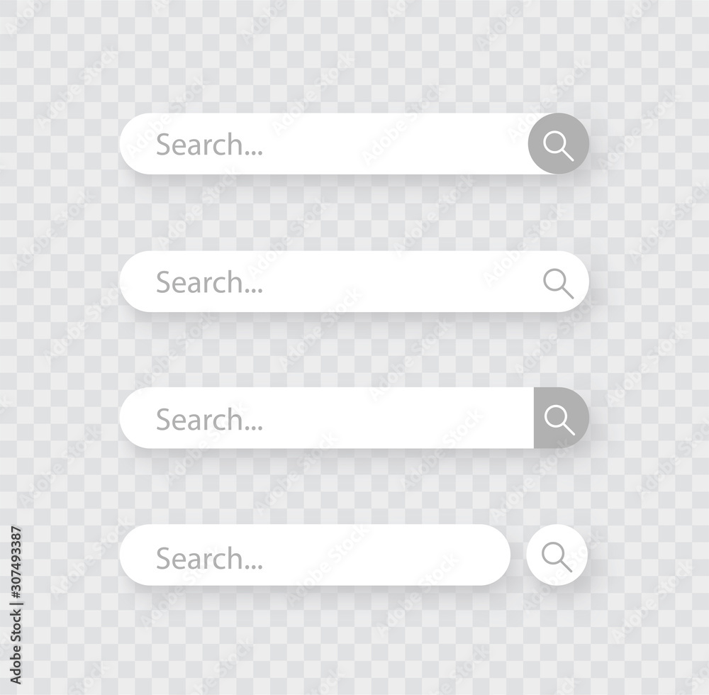 Search bar, set of search boxes with shadow on transparent background ...