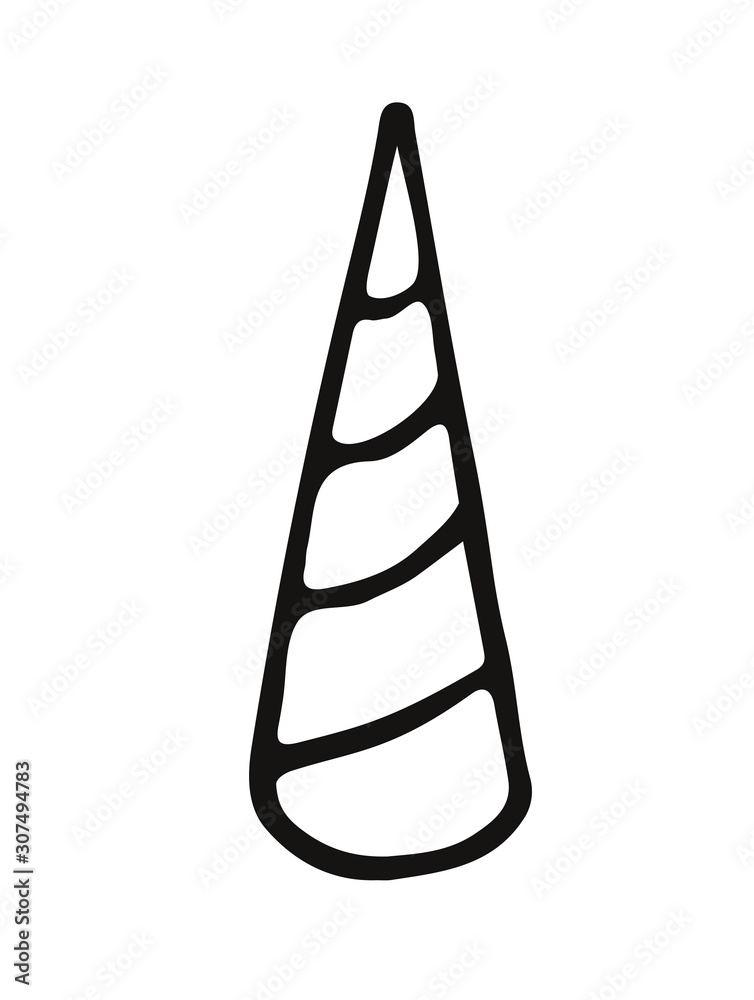 Vector hand drawn doodle sketch unicorn horn isolated on white ...