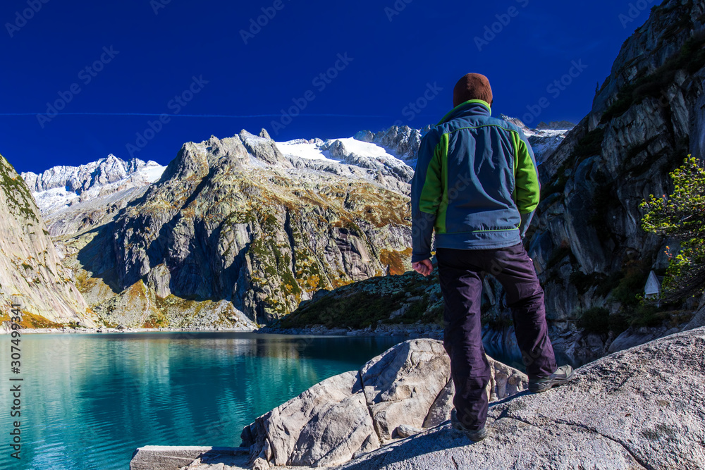 Gelmer Lake near by the Grimselpass in Swiss Alps, Gelmersee ...