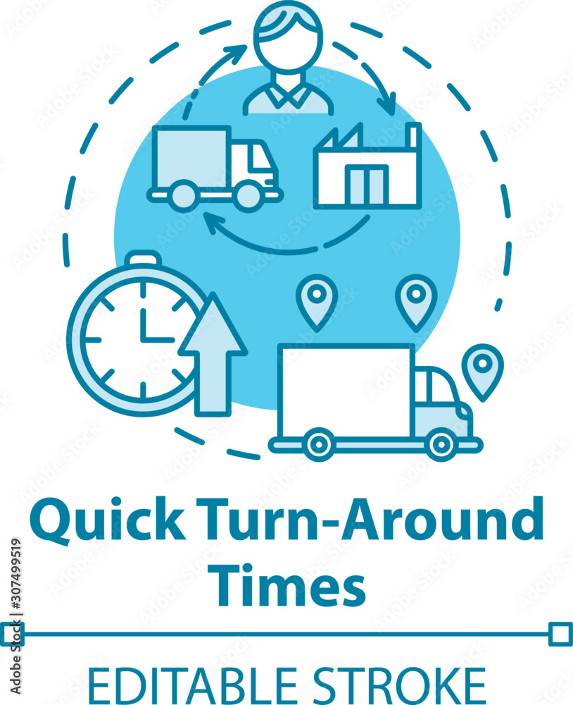 Quick turn around times concept icon. Delivery service. Freight ...