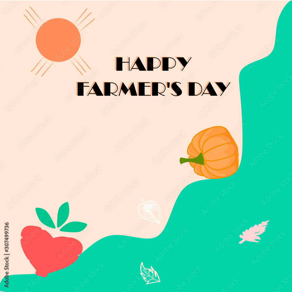 Happy farmer's day illustration. Love concept, nature red heart in ...