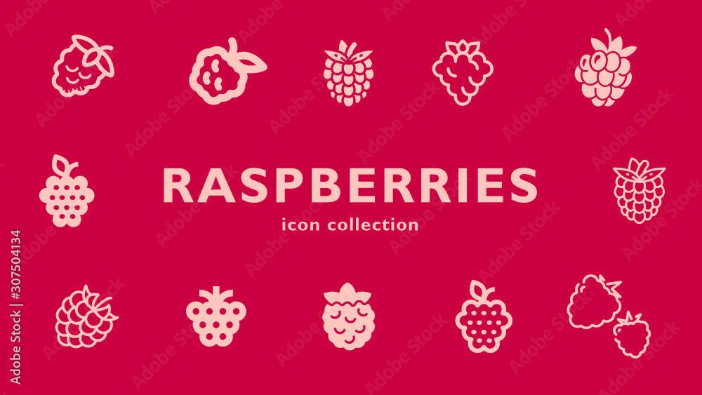raspberries icon collection (vector fruits) Stock Vector | Adobe Stock