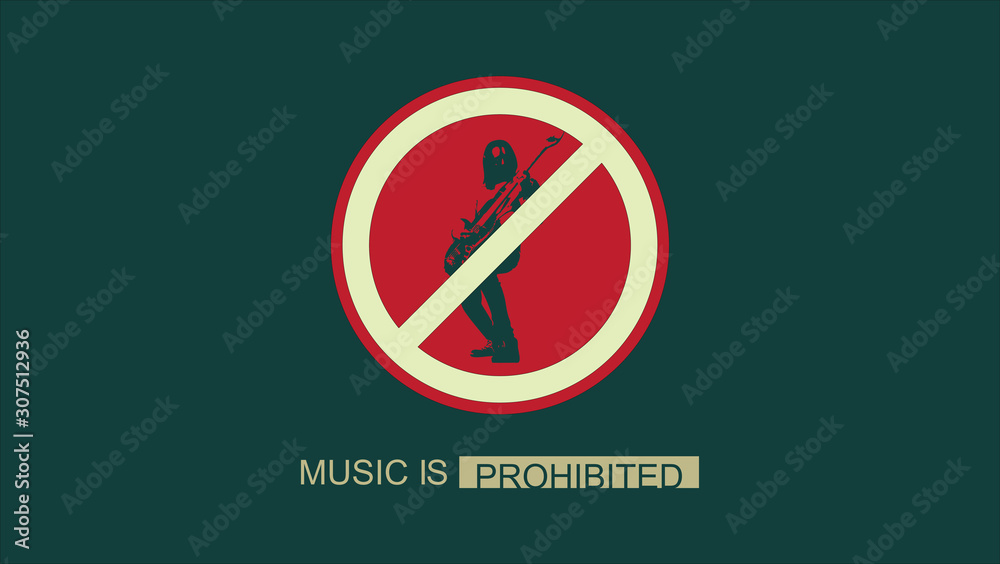 warning silhouettes are prohibited from playing music Stock ...