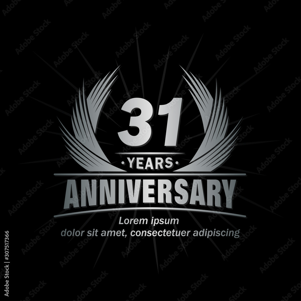 31 years logo design template. Anniversary vector and illustration ...