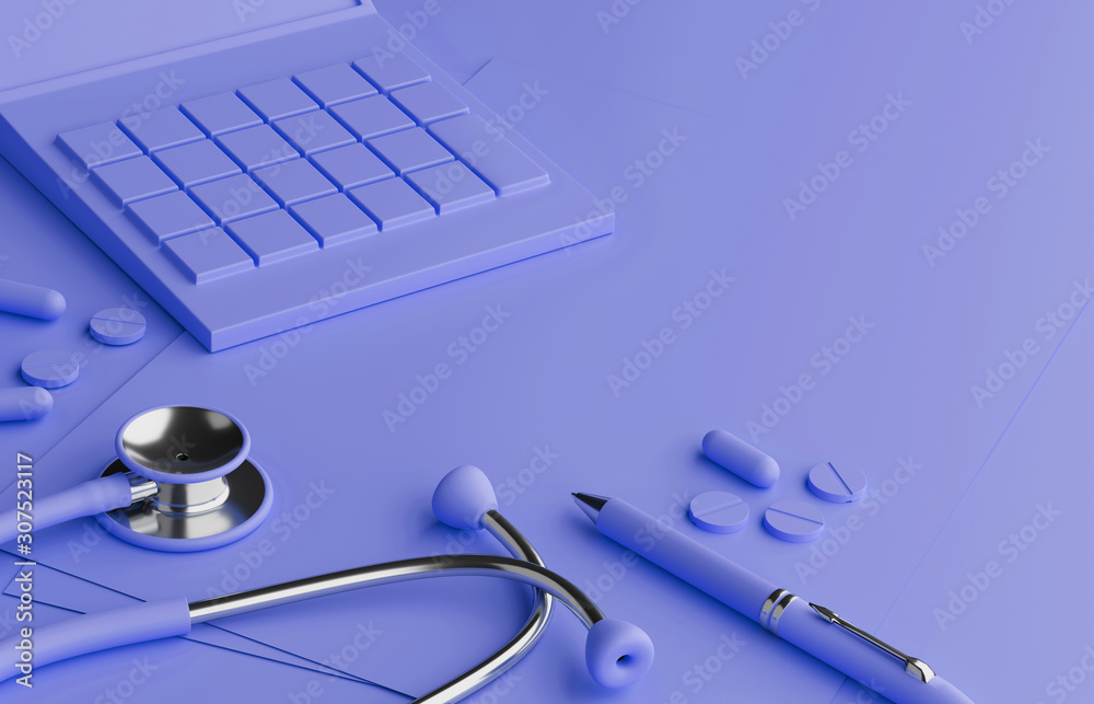 Calculation of health insurance, expenses for good health. Pastel ...