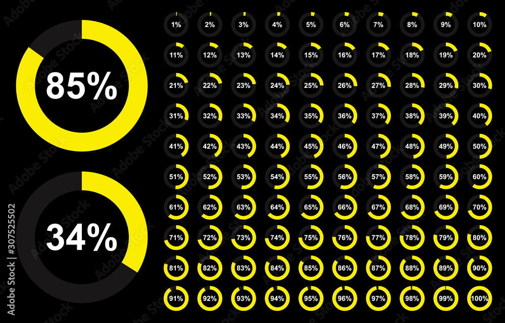 Pie chart full set, ring percentage diagram collection, loading circle ...