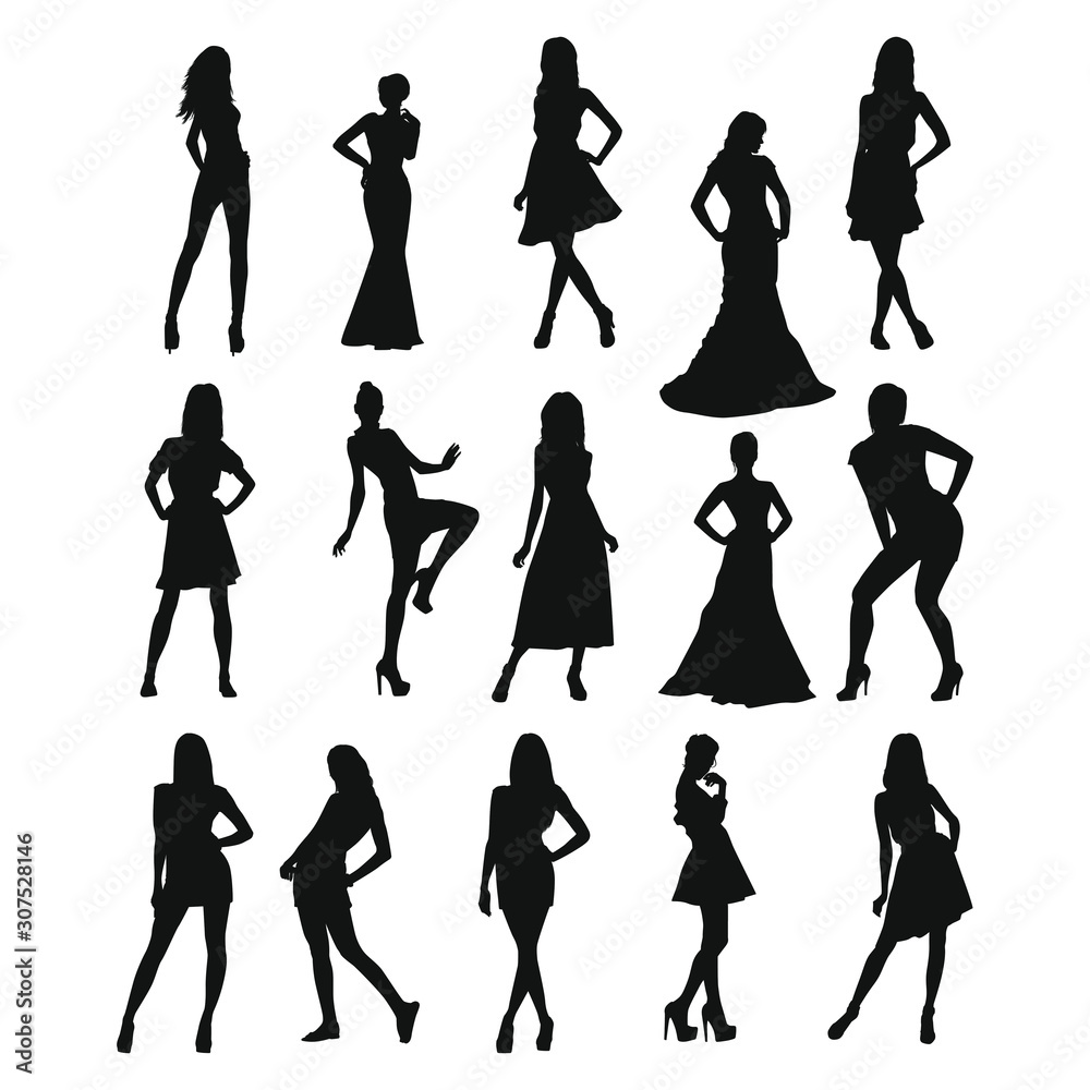 Woman Posing Silhouette Stock 벡터 | Adobe Stock