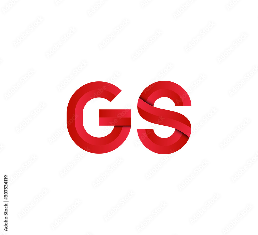Initial two letter red 3D logo vector GS Stock Vector | Adobe Stock