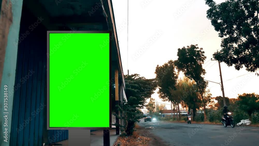 Street billboard green screen or chroma key with time lapse traffic ...