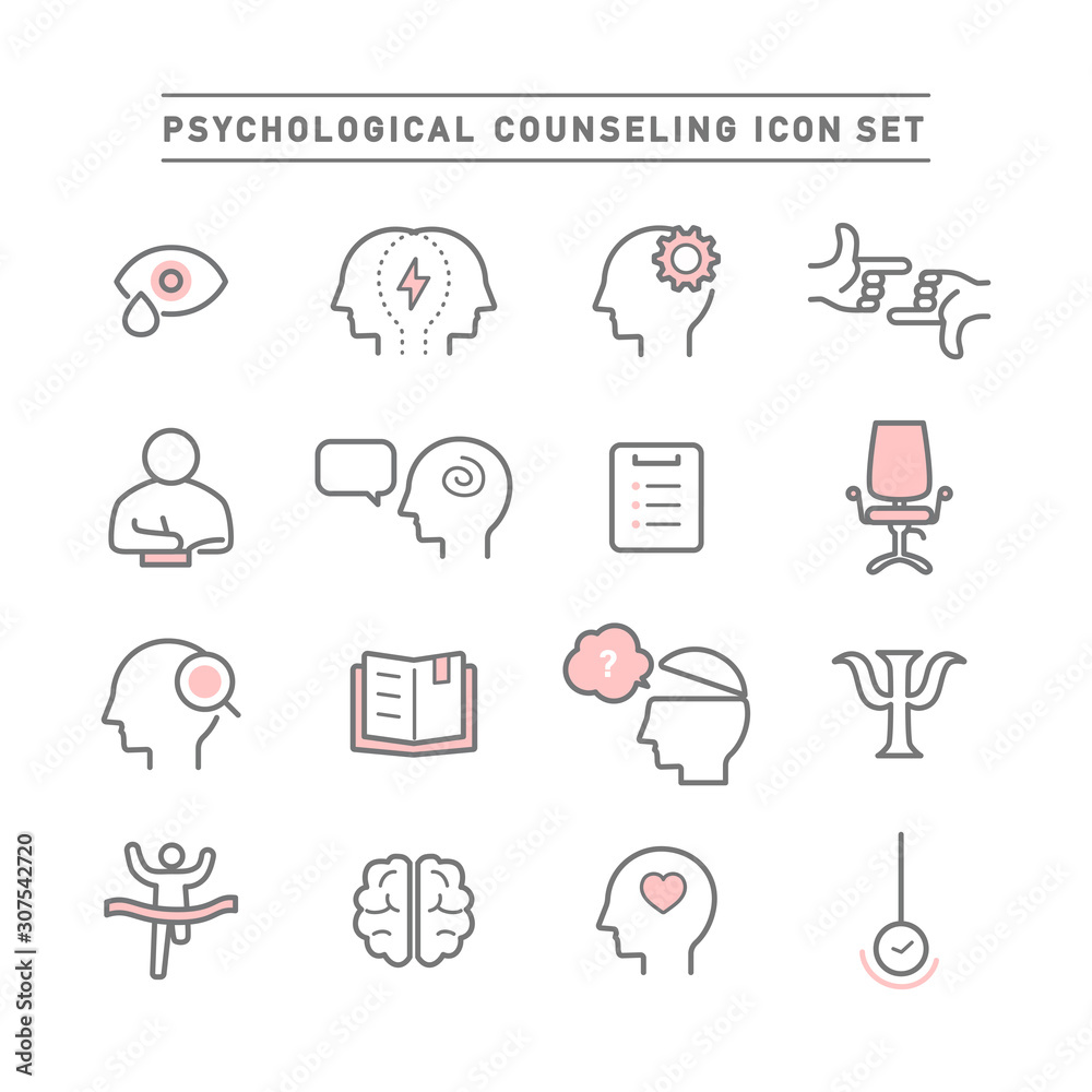 PSYCHOLOGICAL COUNSELING ICON SET Stock Vector | Adobe Stock