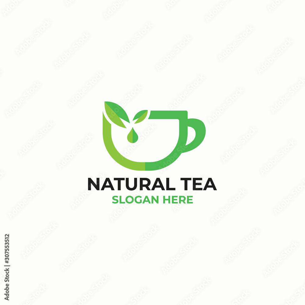 Nature Tea logo design template full vector EPS 10 Stock Vector | Adobe ...