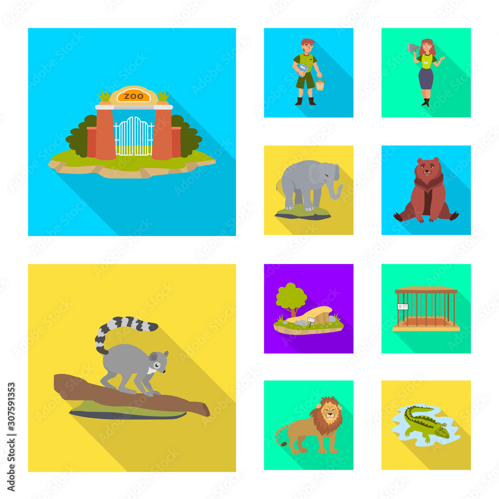 Vector illustration of safari and animal symbol. Set of safari and fun ...