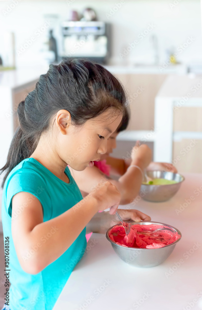 Children Mixing Food