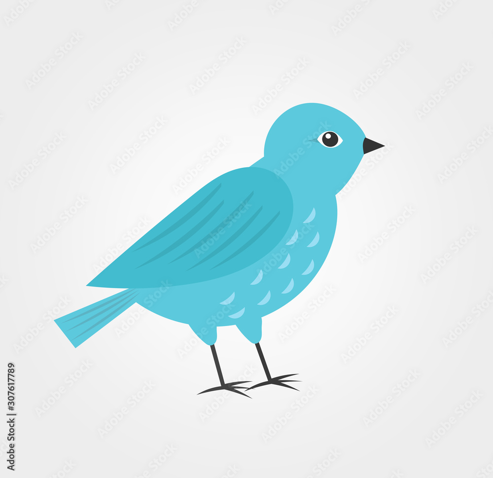 Blue bird, flat design. Stock Vector | Adobe Stock