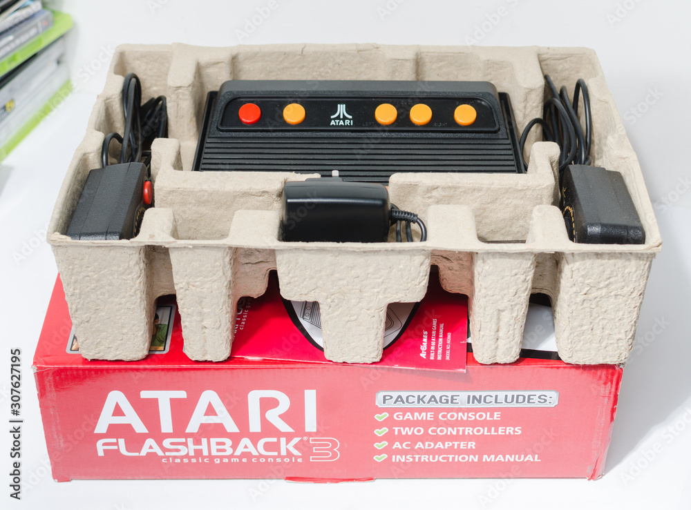 london, england, 05/05/2018 A Retro vintage atari flashback 3 arcade ...