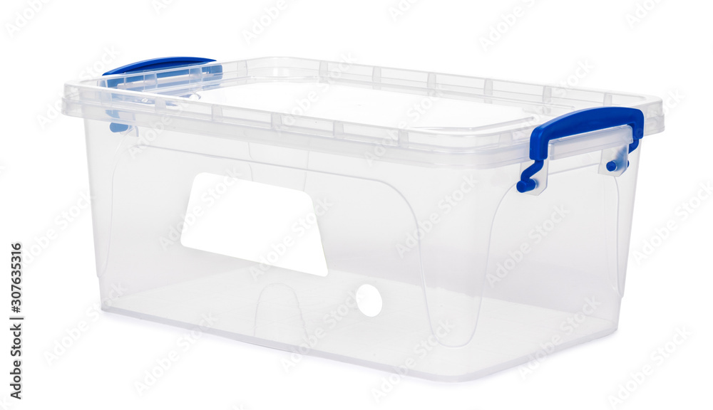 Transparent plastic box isolated on white background Stock Photo ...
