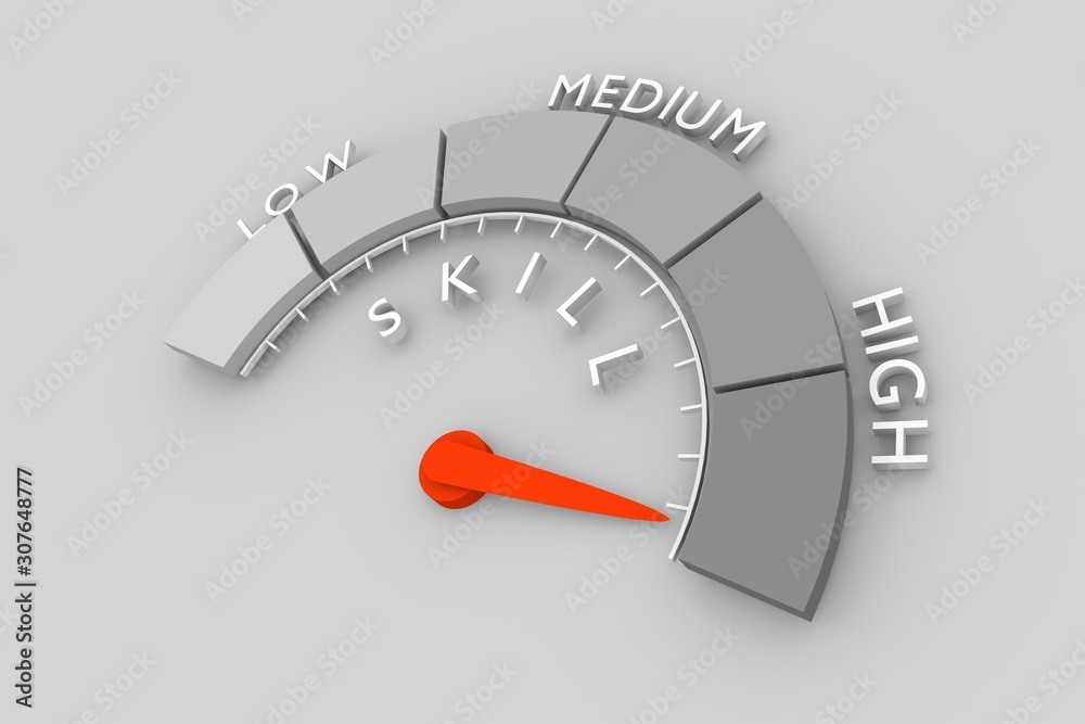 Scale with arrow. The skill level measuring device icon. Sign ...