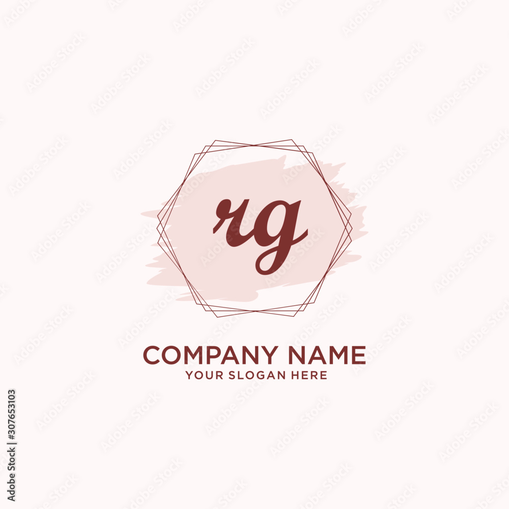 Initial RG handwriting Logo, and Brush and hexagon lines template Stock ...