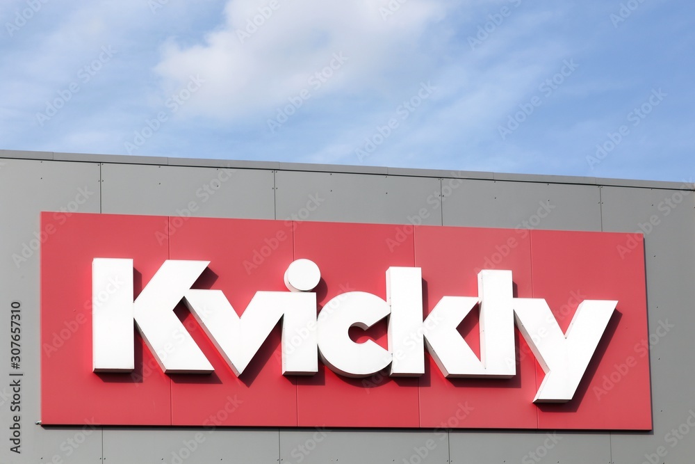 Viby, Denmark - May 13, 2016: kvickly logo on a wall. Kvickly is a ...