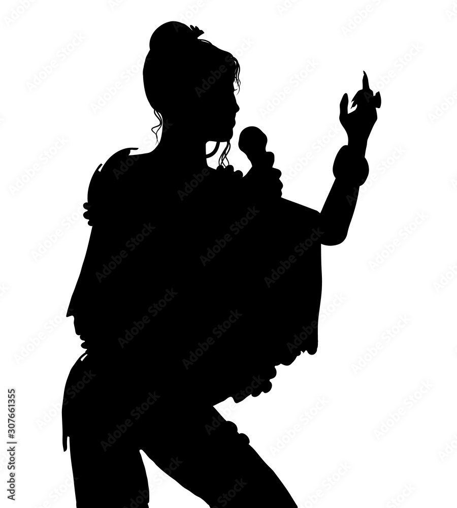 Female singer silhouette isolated on white background Stock Vector ...