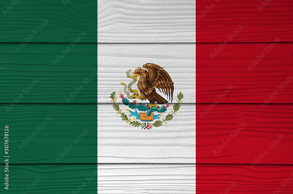 Mexico flag color painted on Fiber cement sheet wall background, a ...