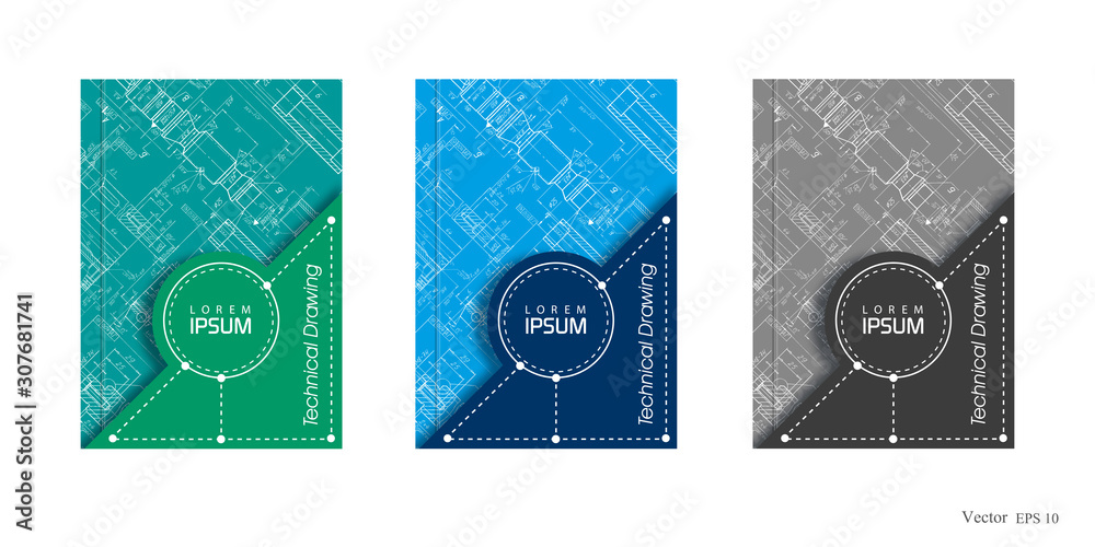 Mechanical Engineering drawing .Brochure templates or cover book, page ...