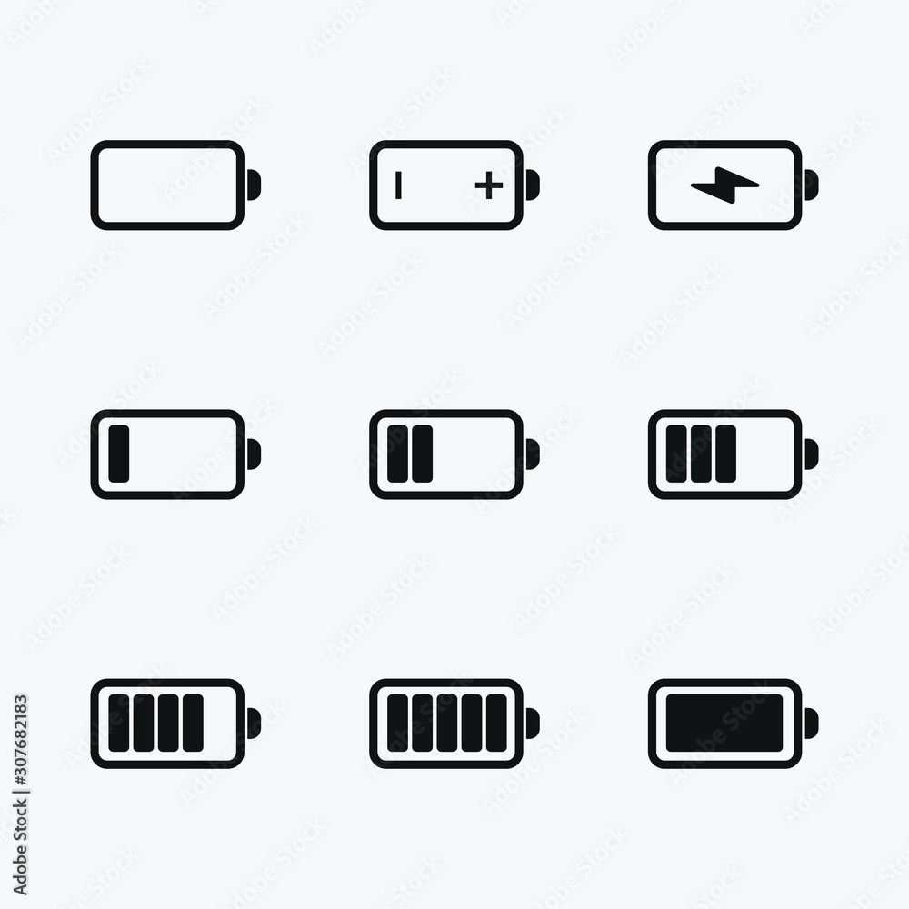 Battery power, charge icon set. power symbol vector illustration Stock ...