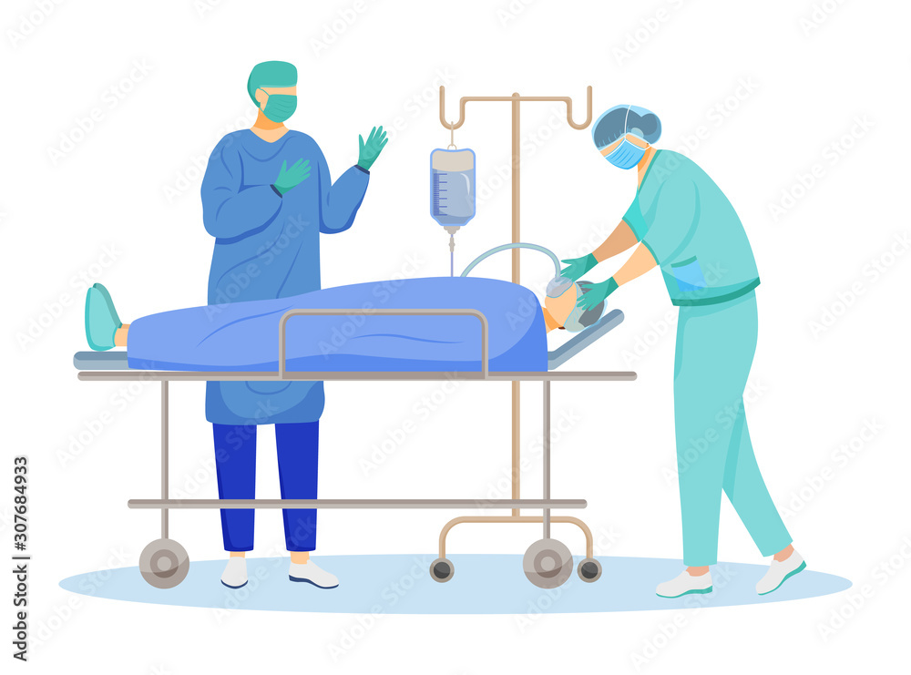 Surgical operation flat vector illustration. Internal medicine ...
