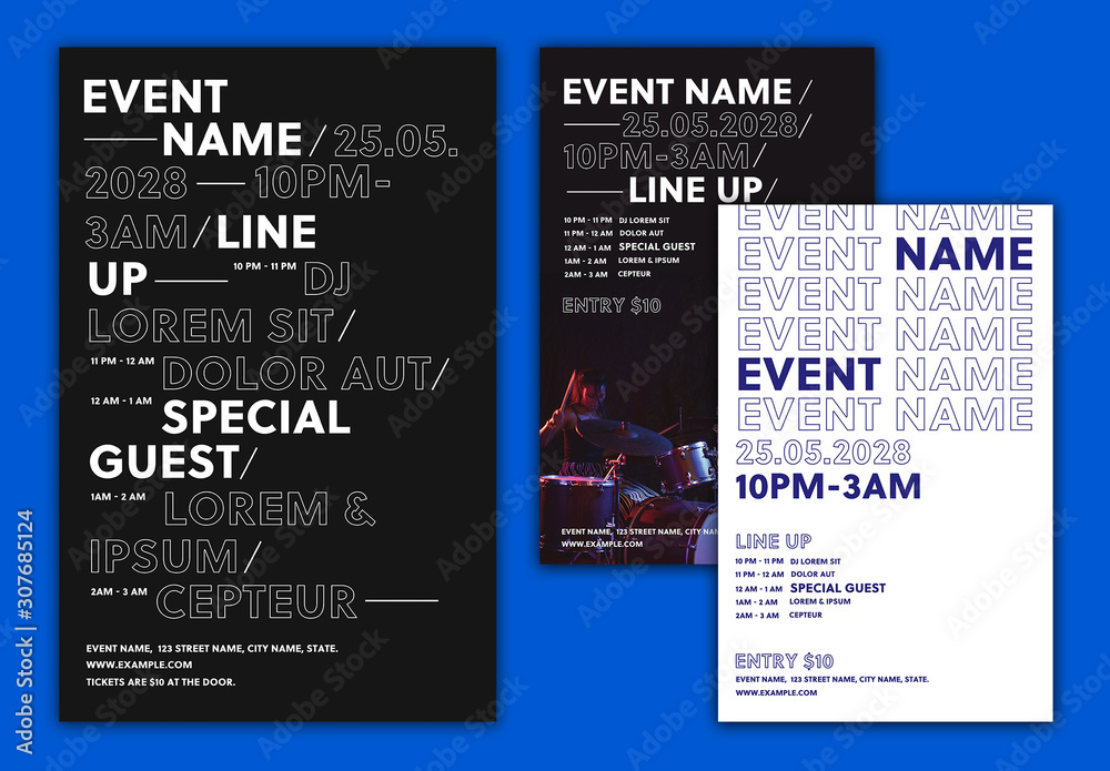 Event Poster with Bold Type Layouts Stock Template | Adobe Stock