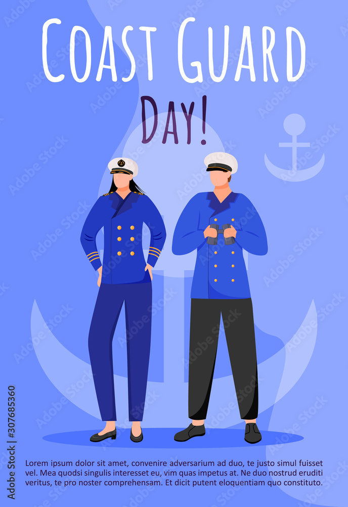 Coast guard day poster vector template. Maritime professional holiday ...