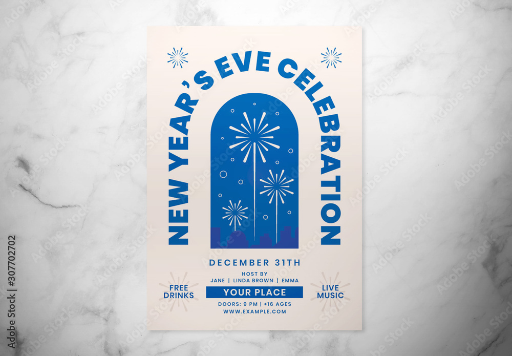 New Year Event Flyer Layout Stock Template | Adobe Stock