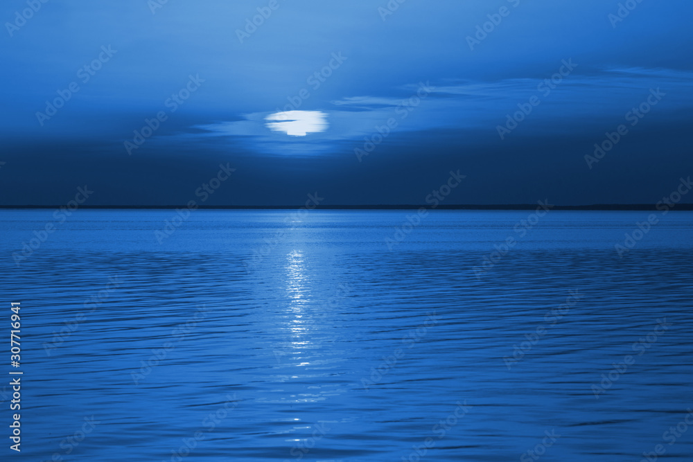 Blue night on lake. Color of the year 2020 Classic Blue pantone Stock ...