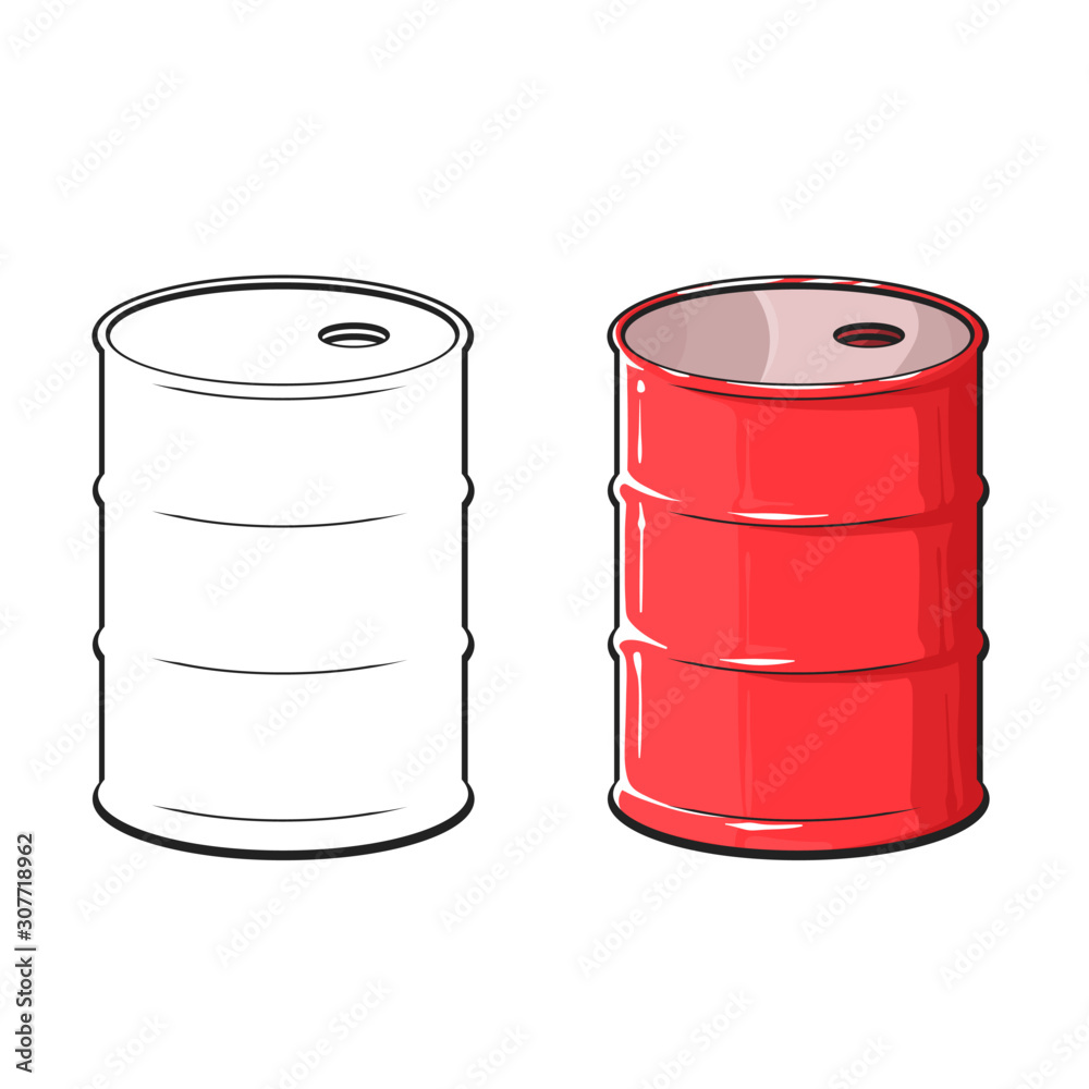 Line art hand drawn sketch of metal barrel, vector illustration ...