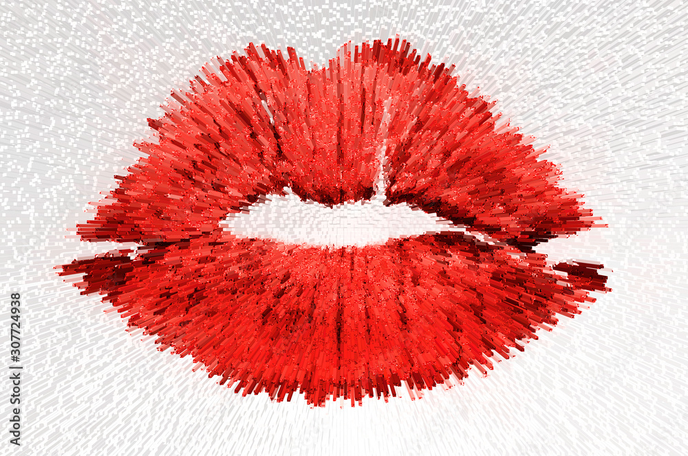 Kiss. Imprint or print of red lipstick on a white background. Makeup ...