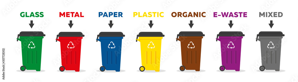 Containers for garbage of different types. Stock Vector | Adobe Stock