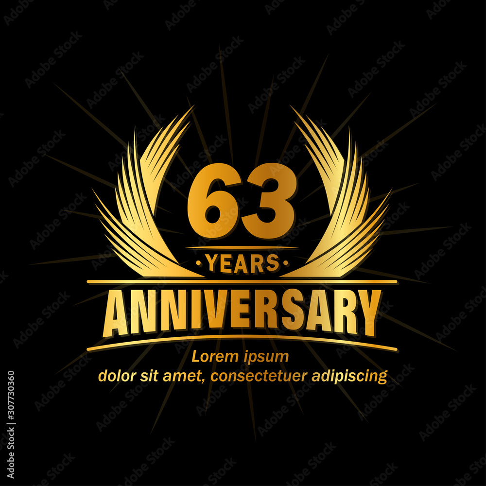 63 years logo design template. Anniversary vector and illustration ...