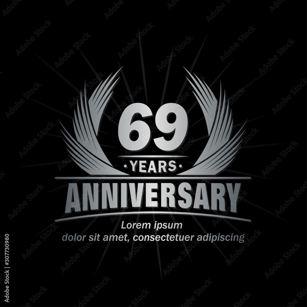 69 years logo design template. Anniversary vector and illustration ...