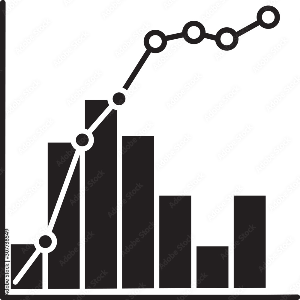 Pareto curve glyph icon. Information chart and graph. 80-20 rule ...