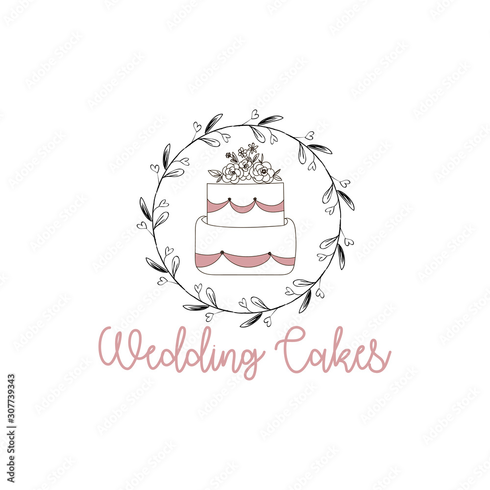 Logo template with wedding cake. Premade logotypes for entrepreneurs ...