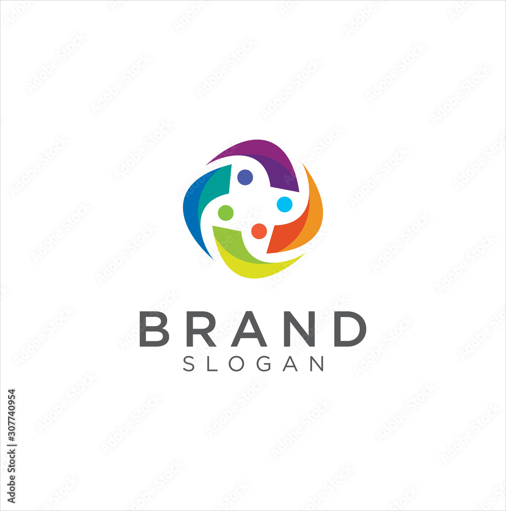 Colorful social group logo Vector . Student Group logo . Teamwork ...