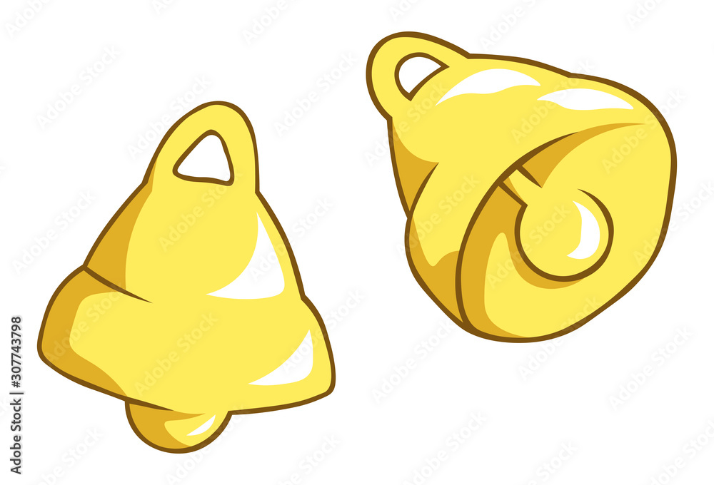 Gold bell cartoon isolated vector colorful illustration Stock Vector ...
