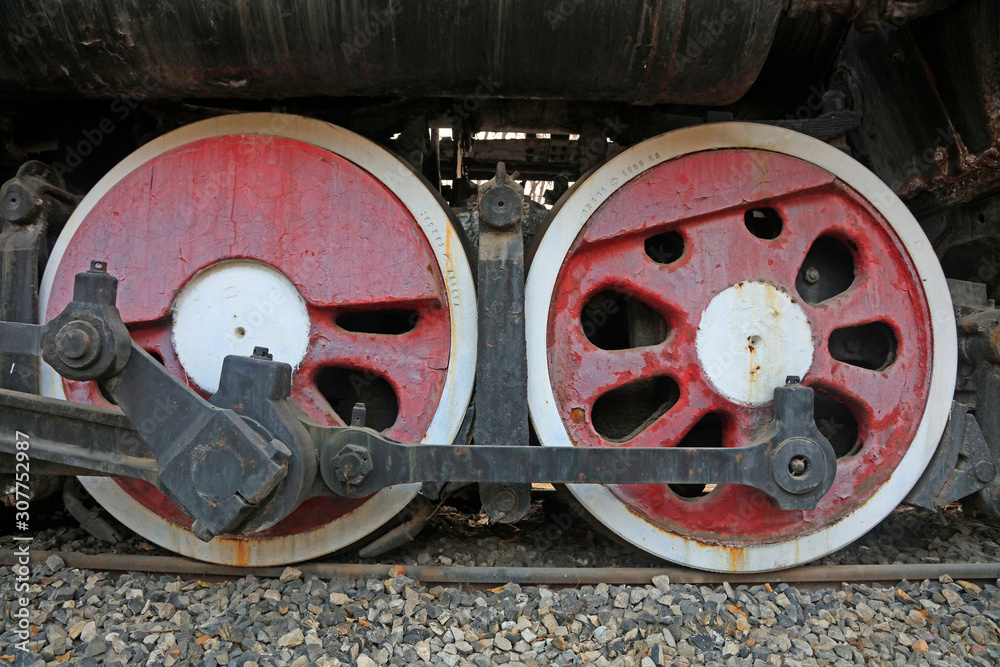 Steam locomotive wheel Stock Photo | Adobe Stock