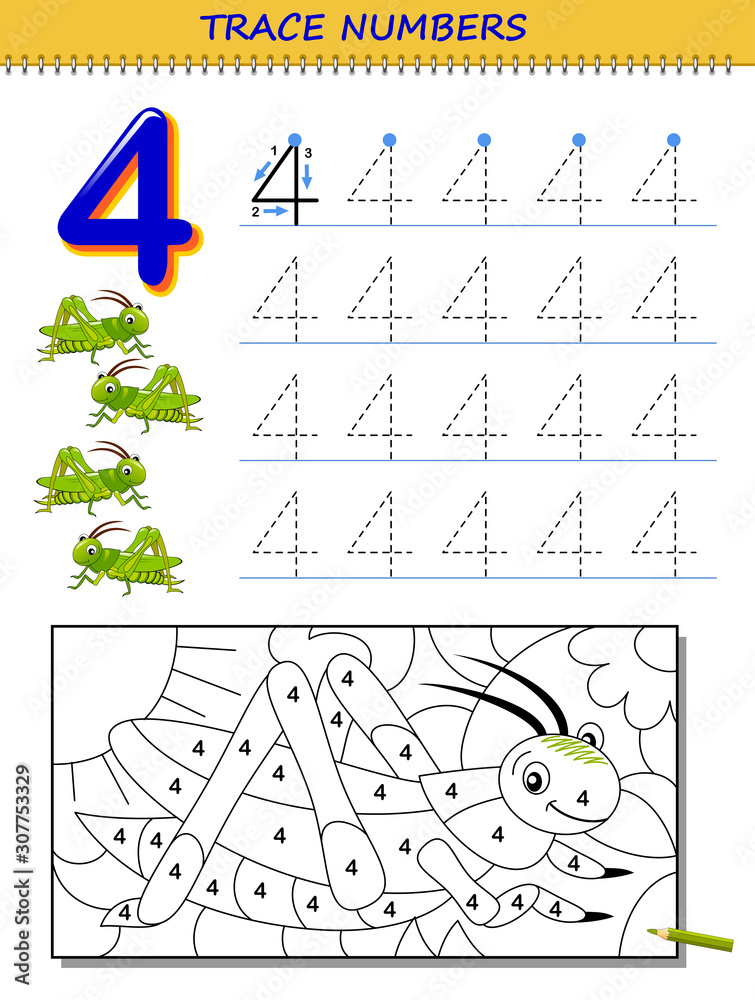 Educational Page For Kids With Number 4 Printable Worksheet For educational-page-for-kids-with-number-4-printable-worksheet-for
