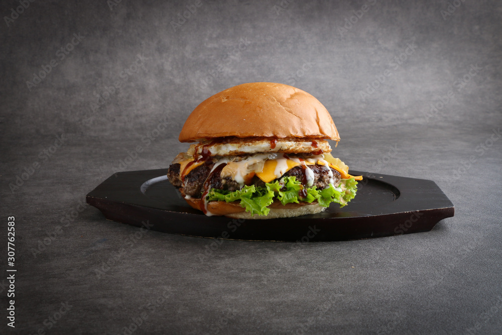 Beef burger - Classic cheese burger with beef patty, pickles, cheese ...