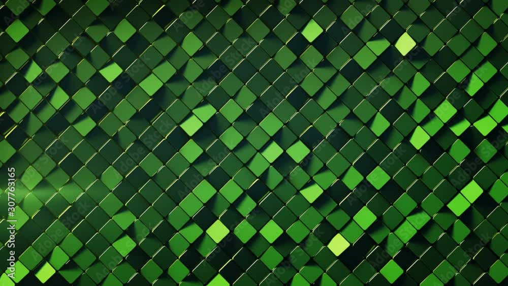 Green wall with rhombus shapes. Abstract computer graphics. 3D render ...