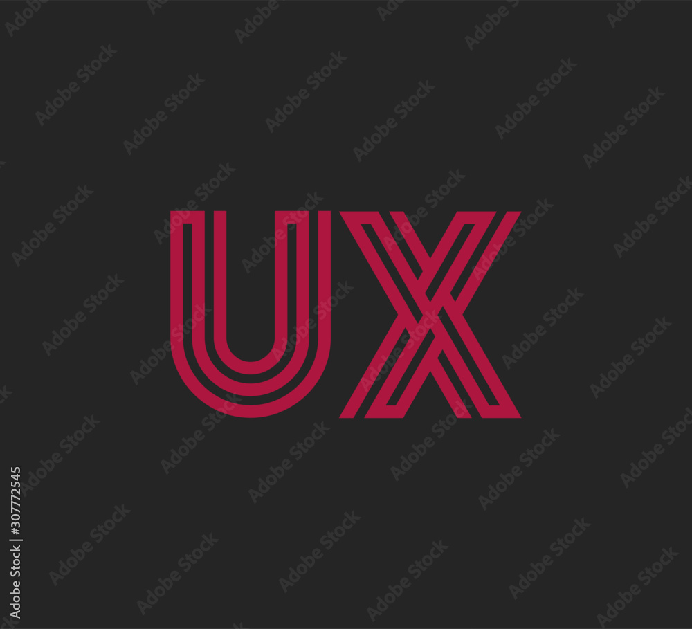 Initial two letter red line shape logo on black vector UX Stock Vector ...