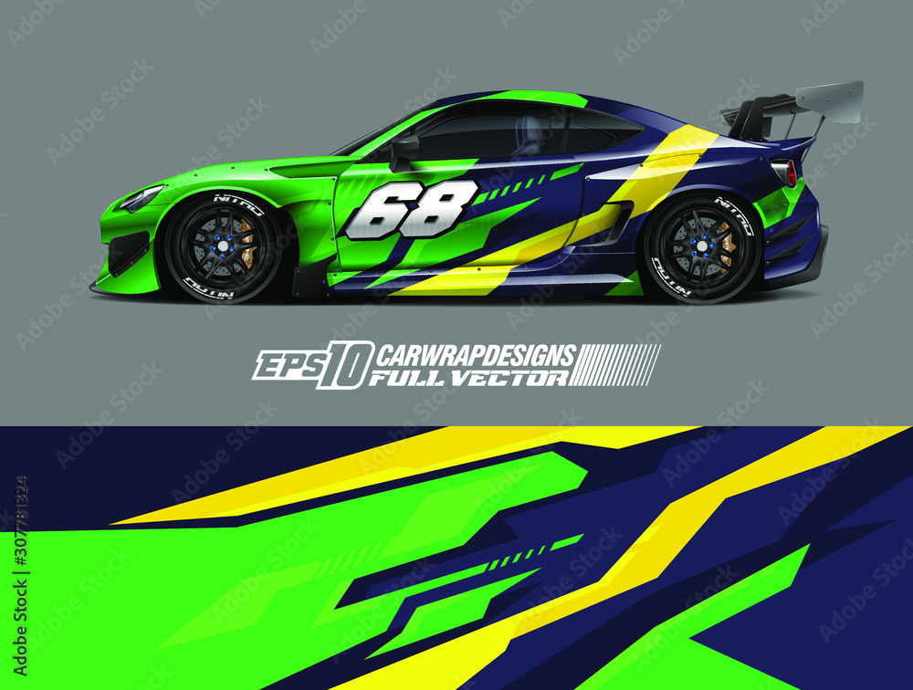 Car wrap decal designs. Abstract racing and sport background for car ...