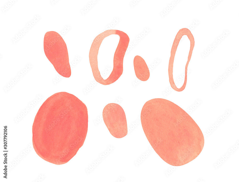 Bisque pinks watercolor elements set. Watercolor set of abstract hand ...