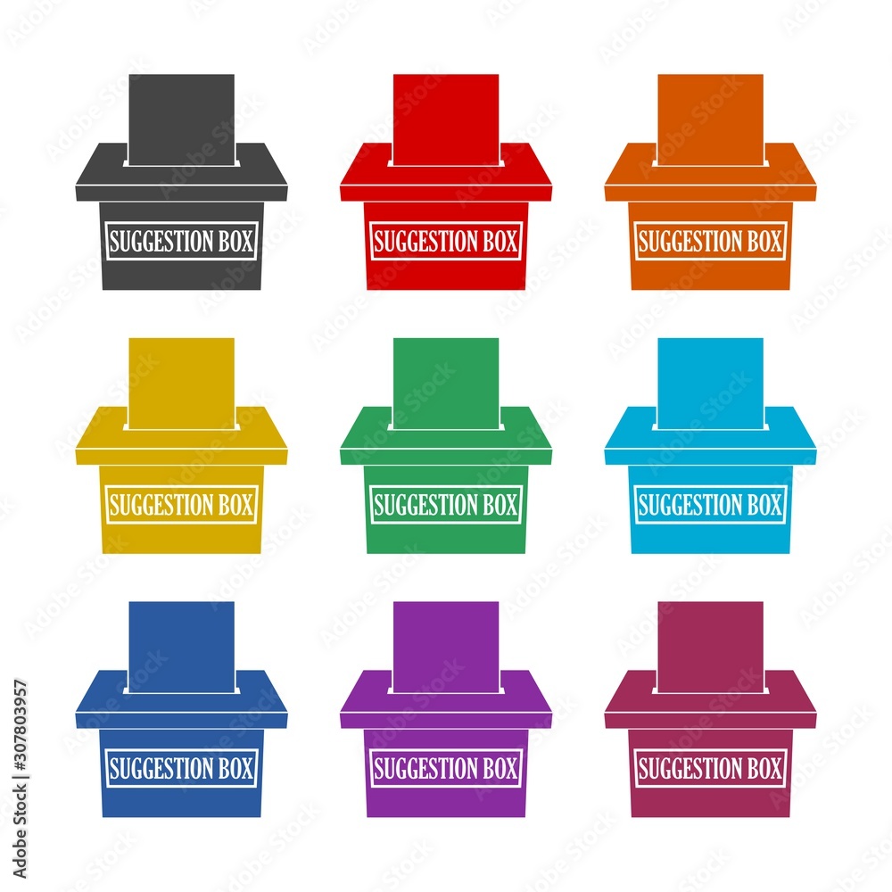 Suggestion box color icon set isolated on white background Stock ...