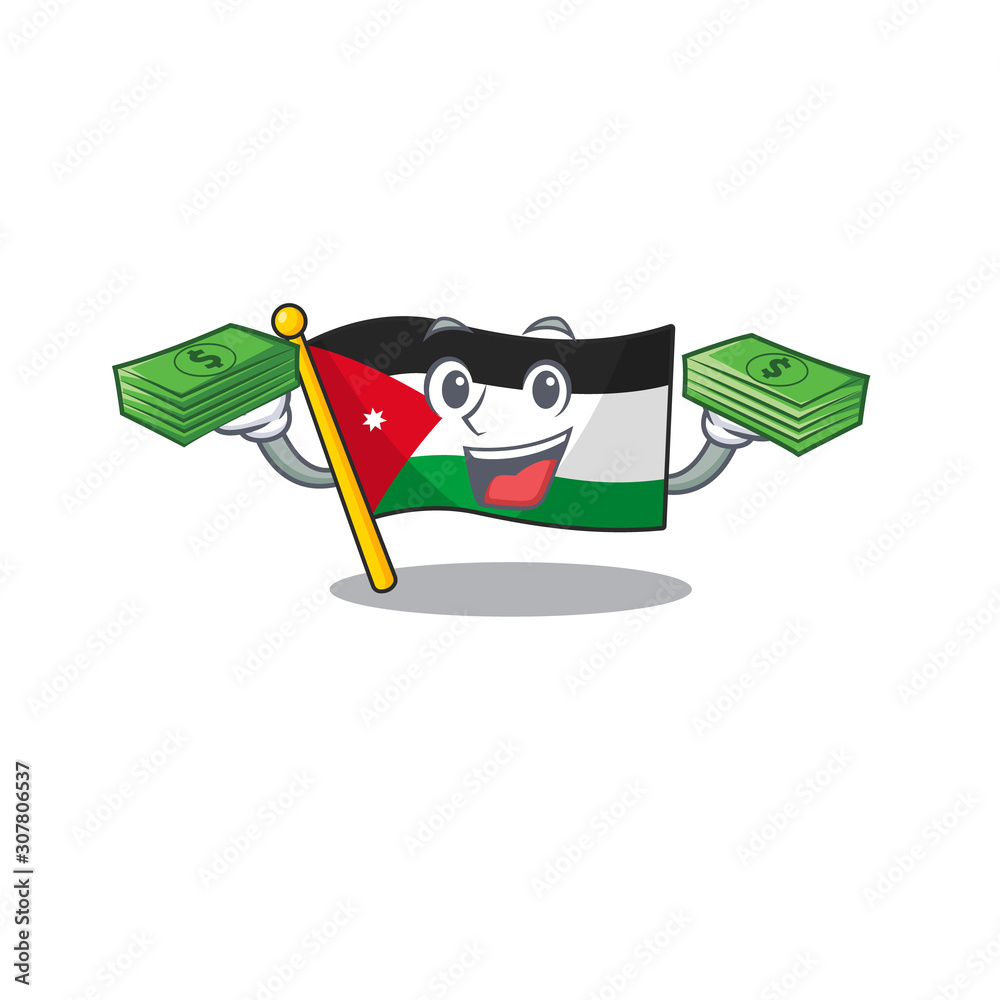 Confident smiley flag jordan character with money bag Stock Vector ...
